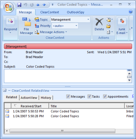 Color Coding IMS Topics in Outlook 2007 | ClearContext Corporate Blog